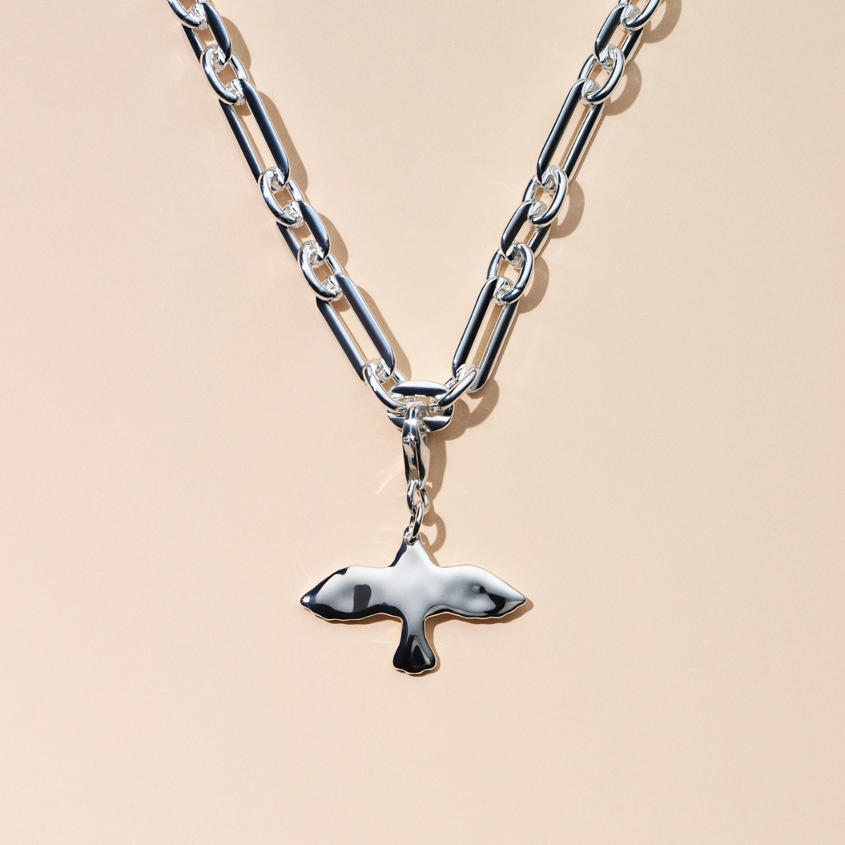 ORGANIC DOVE CHUNKY CHAIN NECKLACE SILVER | EMMA ISRAELSSON